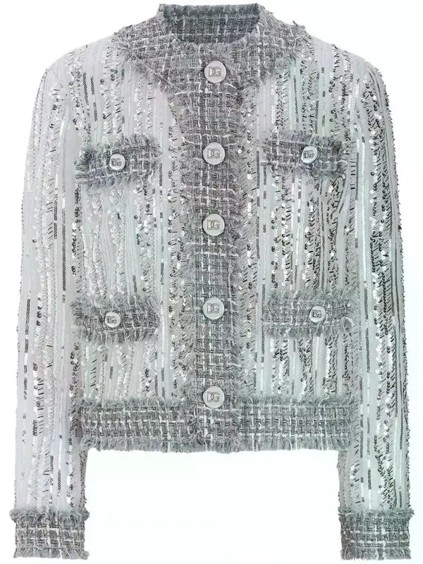 Dolce & Gabbana Sequinned Jacket With Frayed Detailing
