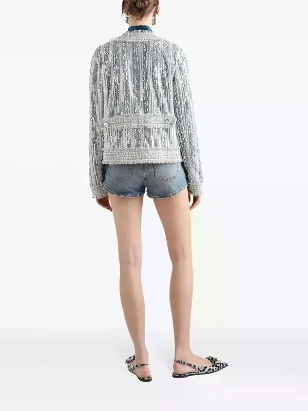 Dolce & Gabbana Sequinned Jacket With Frayed Detailing