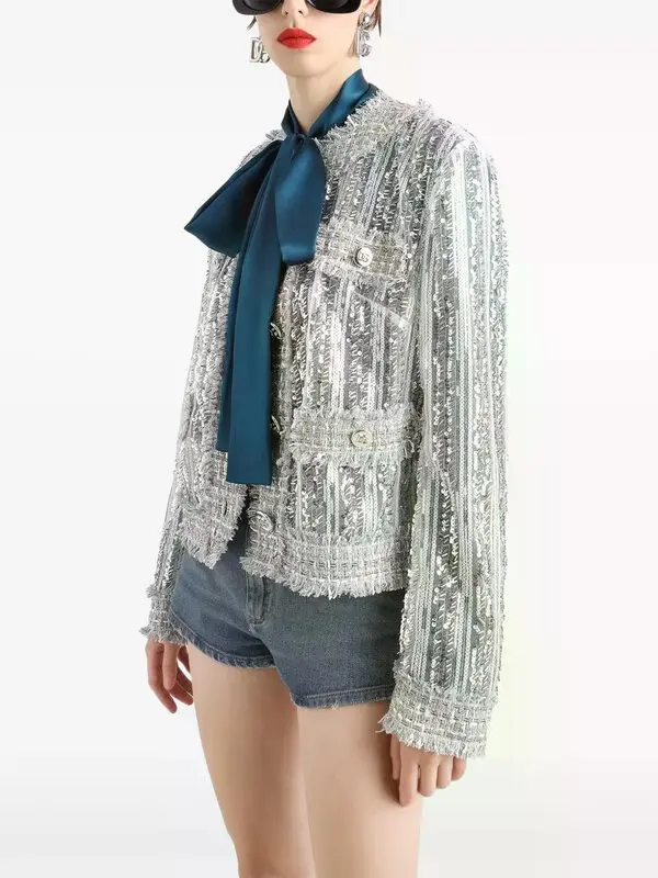 Dolce & Gabbana Sequinned Jacket With Frayed Detailing