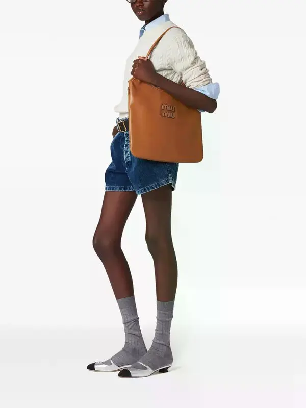 Miu Miu Ivy Leather Tote Bag - Brown