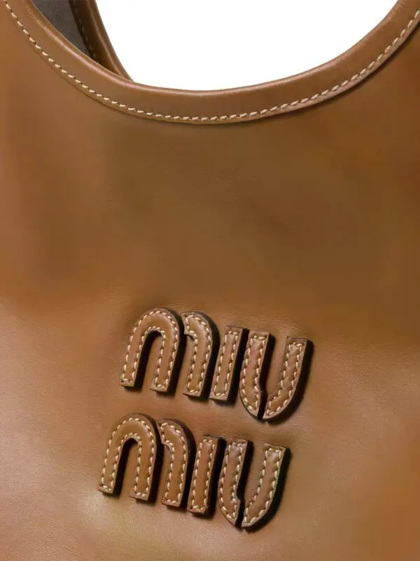 Miu Miu Ivy Leather Tote Bag - Brown