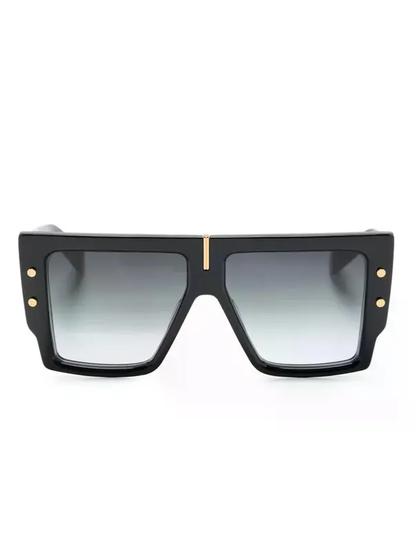 Balmain B-grand Rectangle-frame Gradient Sunglasses - Black