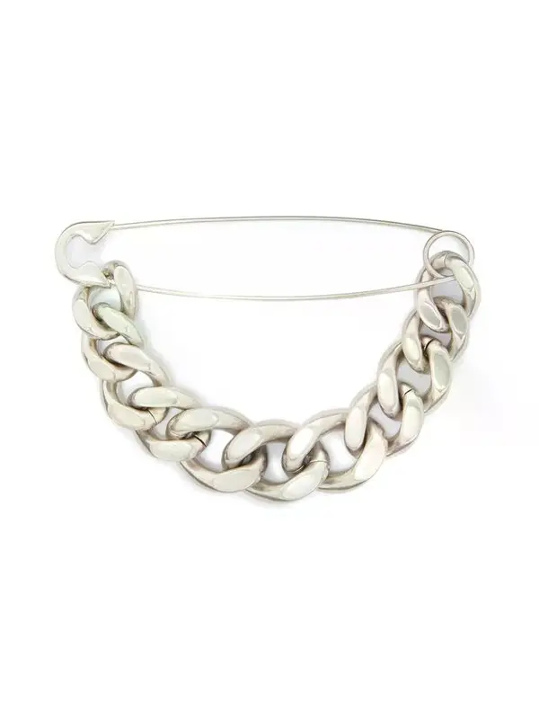 JIL SANDER Safety-pin Curb-chain Brooch - Silver