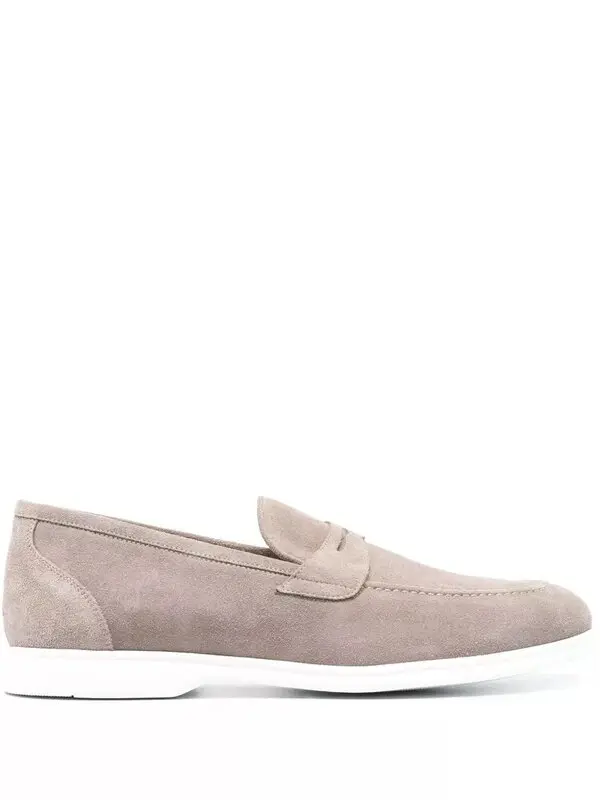 Kiton Penny Slot Suede Loafers - Grey