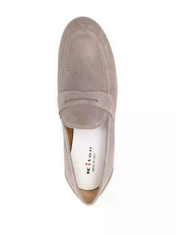 Kiton Penny Slot Suede Loafers