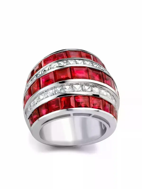 PRAGNELL Platinum, Diamond, And Ruby Ring - Silver