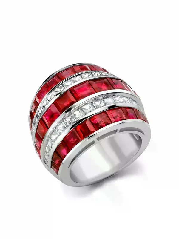 PRAGNELL Platinum, Diamond, And Ruby Ring