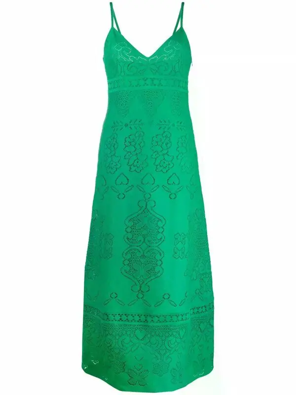 Valentino Garavani Heavy Lace Long Dress - Green