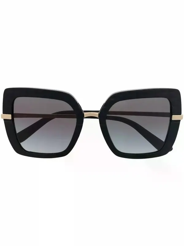 Dolce & Gabbana Embossed Square-frame Sunglasses - Black