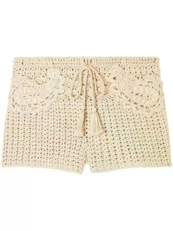 Alanui Conch Shell Woven Cotton Shorts