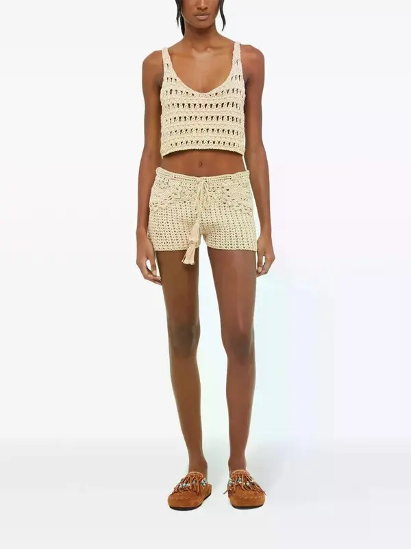 Alanui Conch Shell Woven Cotton Shorts