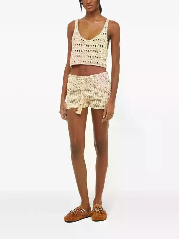 Alanui Conch Shell Woven Cotton Shorts