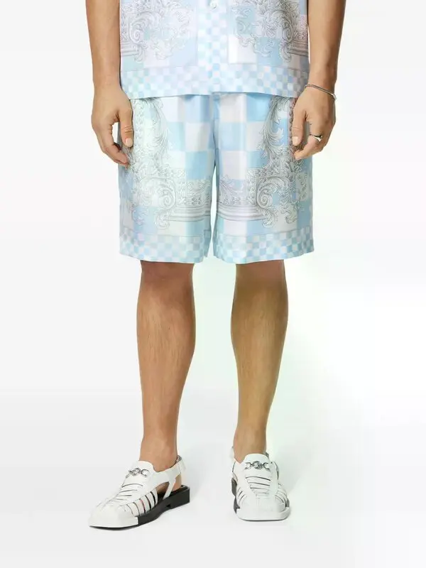Versace Medusa Contrasto Silk Shorts - Blue