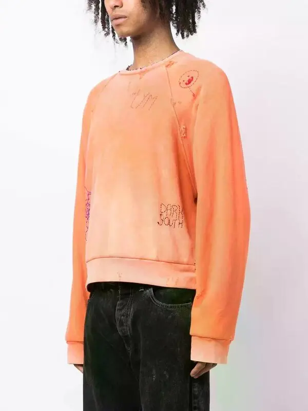 LIBERAL YOUTH MINISTRY Distressed-effect Embroidered Sweatshirt