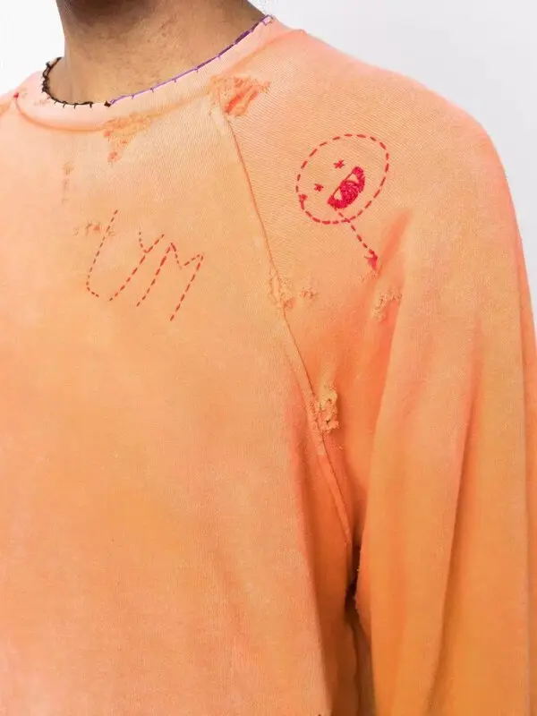 LIBERAL YOUTH MINISTRY Distressed-effect Embroidered Sweatshirt