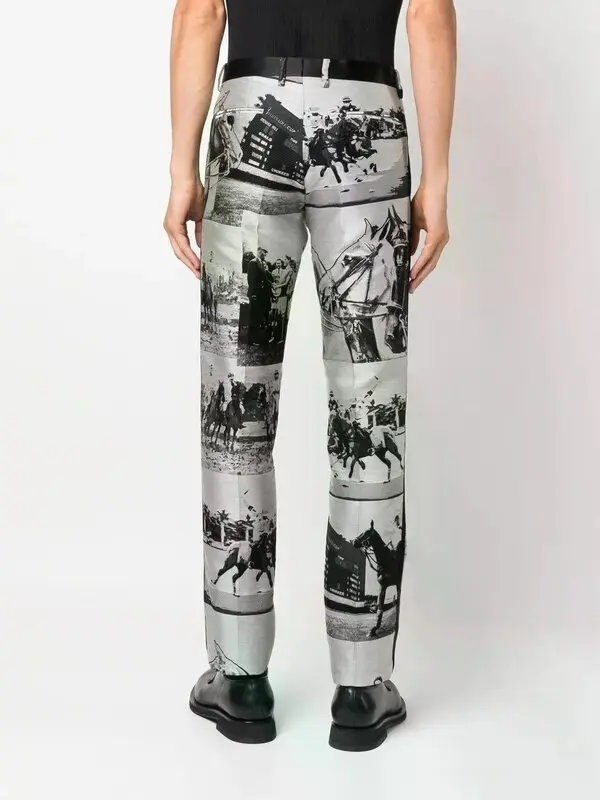 BILLIONAIRE Horse-print Slim Trousers