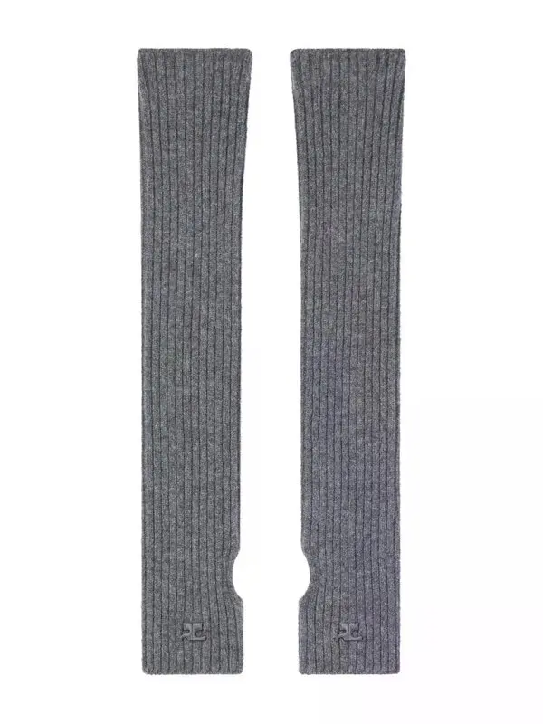 COURREGES Ribbed Wool Mittens - Grey