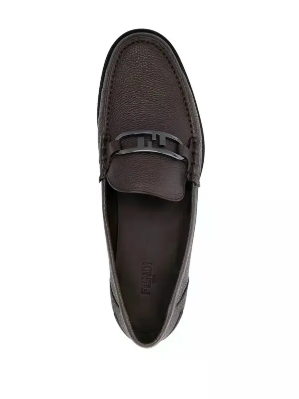 Fendi O’lock Leather Loafers - Brown