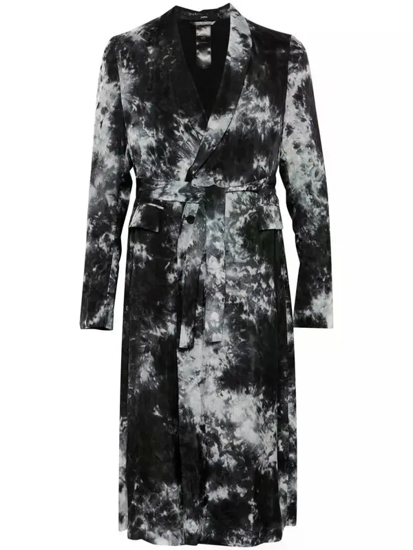 SAPIO Nº5 Marbled Pattern Double-breasted Coat - Black