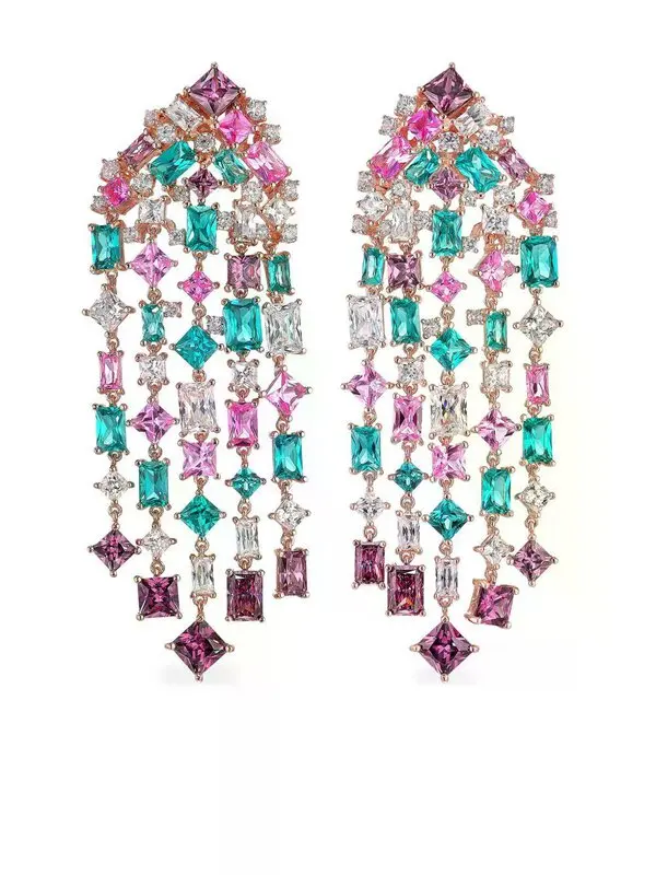 ANABELA CHAN 18kt Rose Gold Cascade Tourmaline And Diamond Earrings - Blue