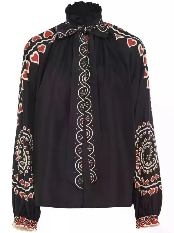 La DoubleJ Cerere Silk Placé-print Blouse