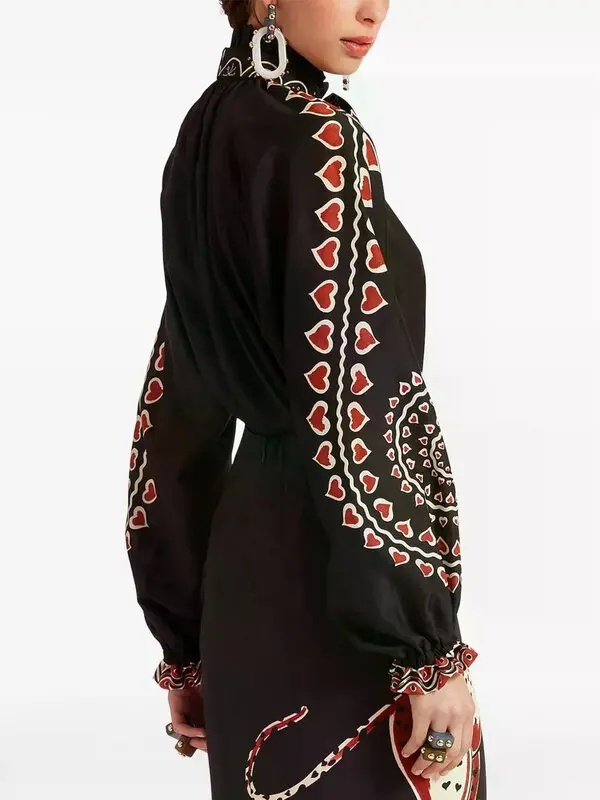 La DoubleJ Cerere Silk Placé-print Blouse