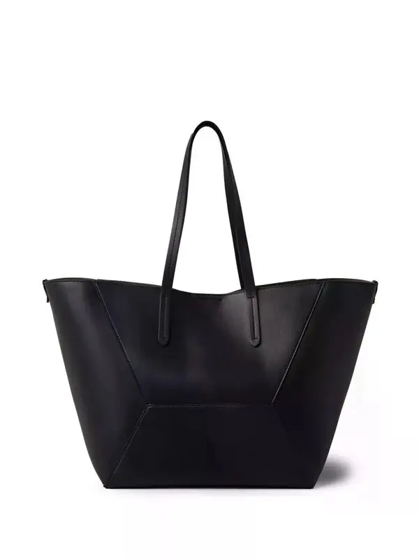 Brunello Cucinelli Leather Tote Bag With Monili Chain Detail - Black