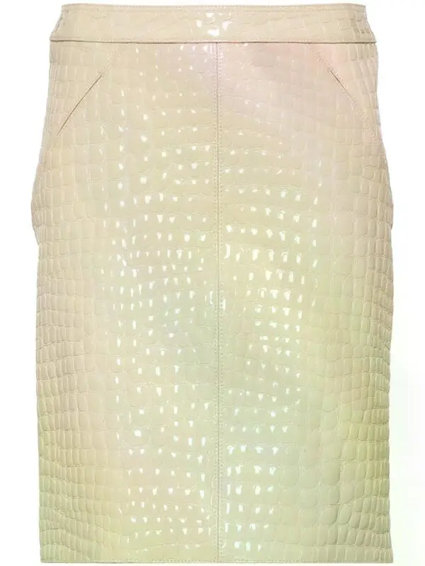 TOM FORD Patent Crocodile-embossed Mini Skirt - Neutrals