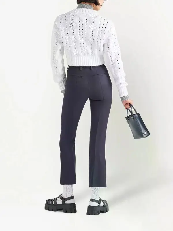 Prada Gabardine Wool Flared Trousers