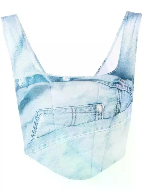 Natasha Zinko Denim-print Corset Top