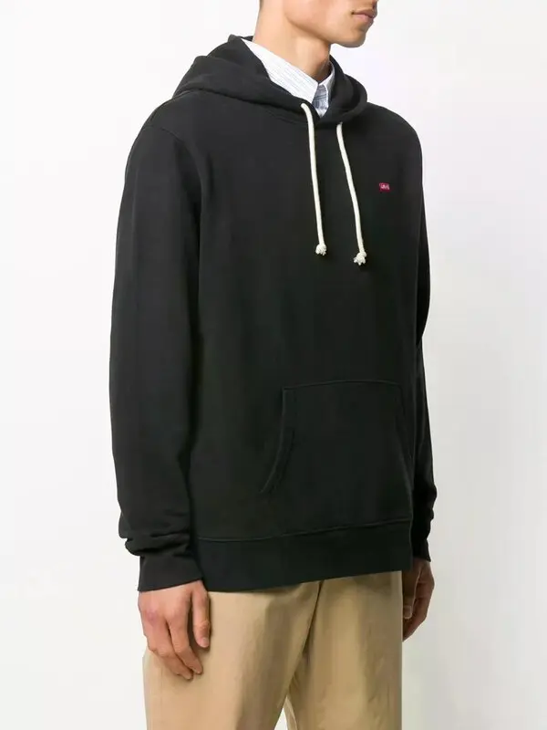 LEVI'S Logo Plaque Long-sleeve Hoodie - Black