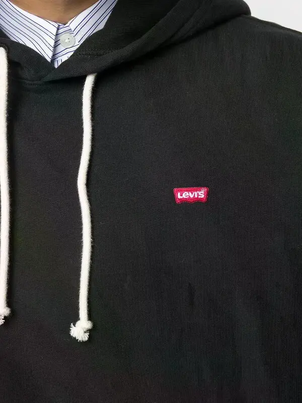 LEVI'S Logo Plaque Long-sleeve Hoodie - Black
