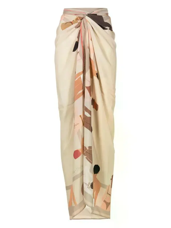 AMIR SLAMA Graphic-print Silk Cover-up - Neutrals