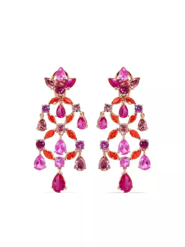 ANABELA CHAN 18kt Gold Multi-stone Chandelier Earrings - Red