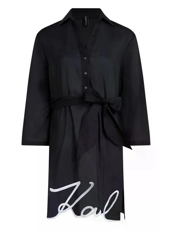 Karl Lagerfeld Dna Signature Sheer Beach Dress - Black