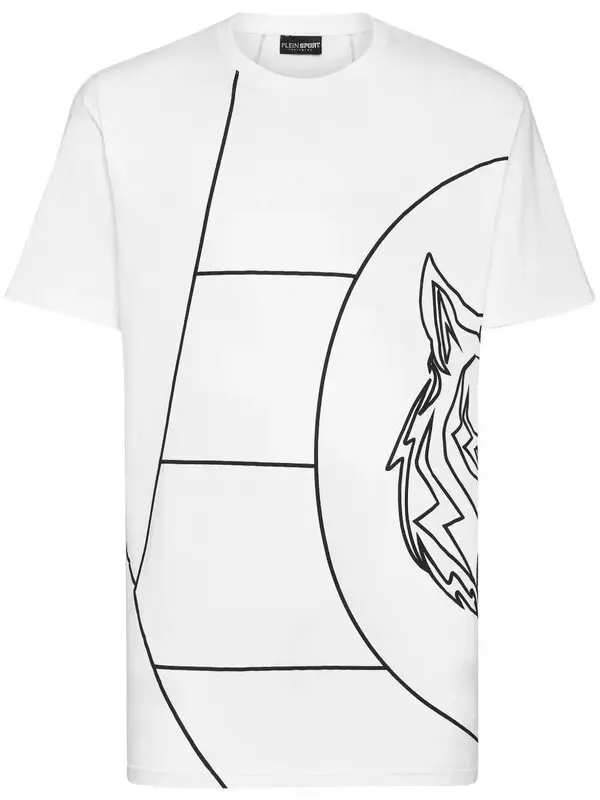 PLEIN SPORT Tiger Court-print Cotton T-shirt - White