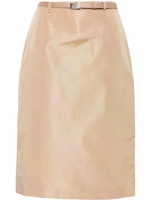 Prada Logo-buckle Straight Faille Skirt