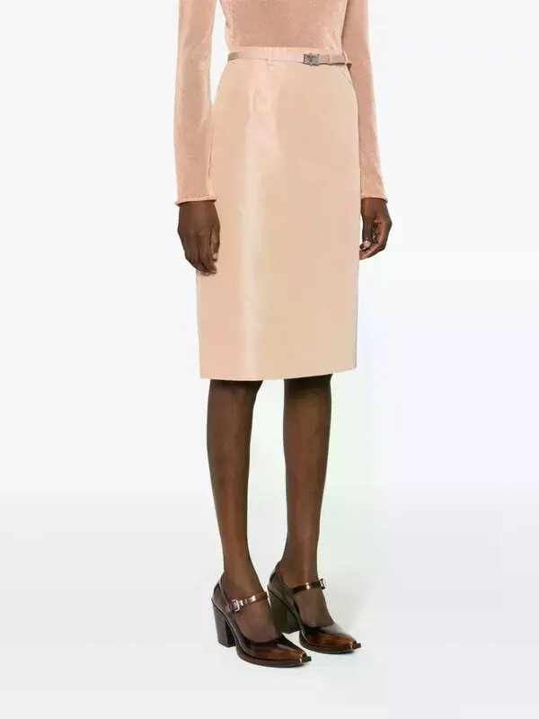 Prada Logo-buckle Straight Faille Skirt