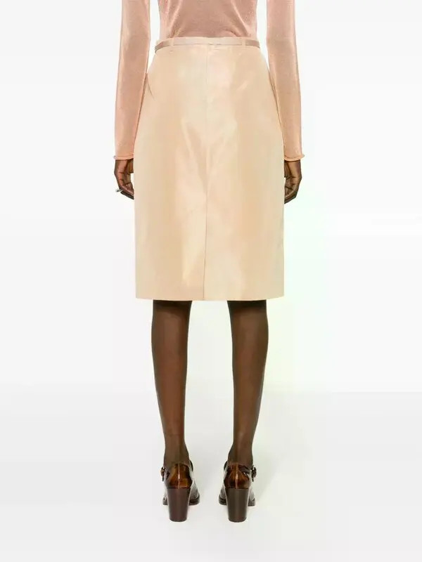 Prada Logo-buckle Straight Faille Skirt