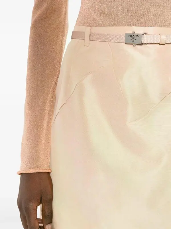 Prada Logo-buckle Straight Faille Skirt