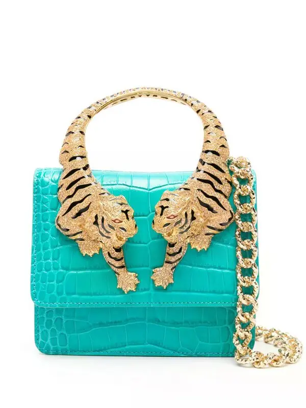 Roberto Cavalli Roar Leather Tote Bag - Blue