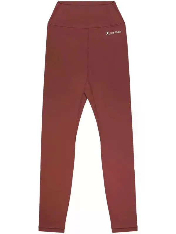 SPORTY & RICH Runner Script High-waisted Leggings - Red
