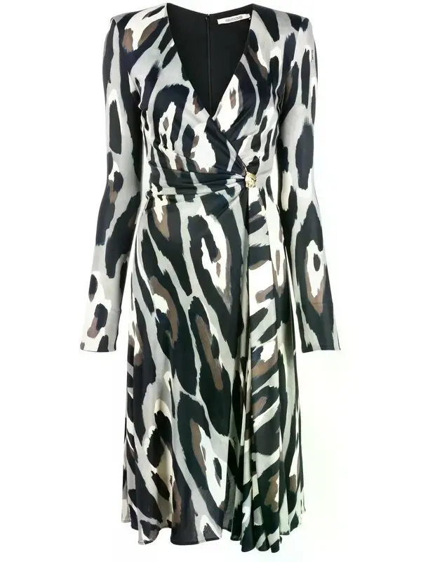 Roberto Cavalli Animal-print Wrap Midi Dress