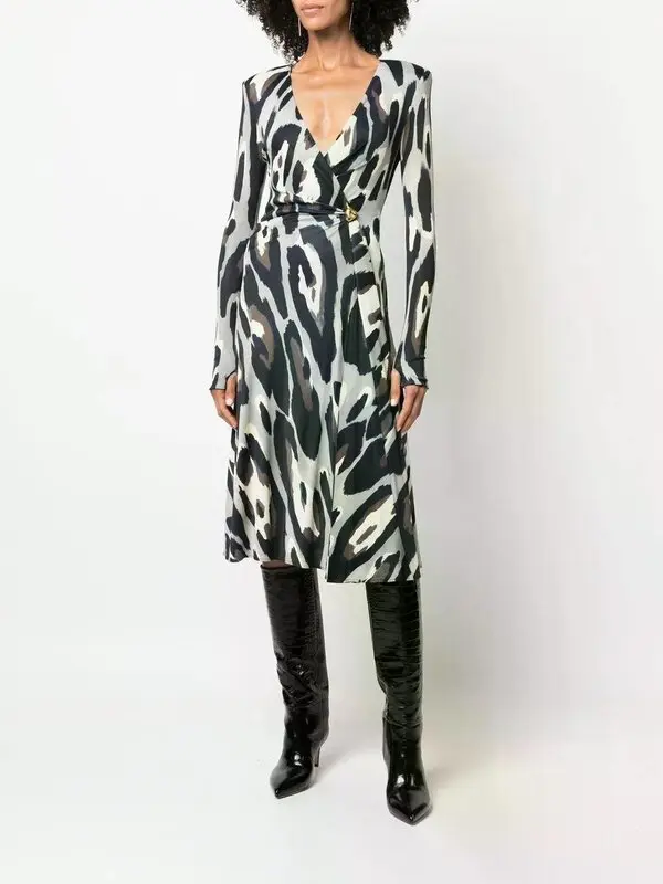 Roberto Cavalli Animal-print Wrap Midi Dress