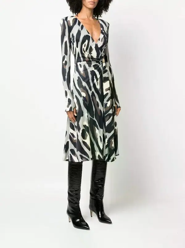 Roberto Cavalli Animal-print Wrap Midi Dress