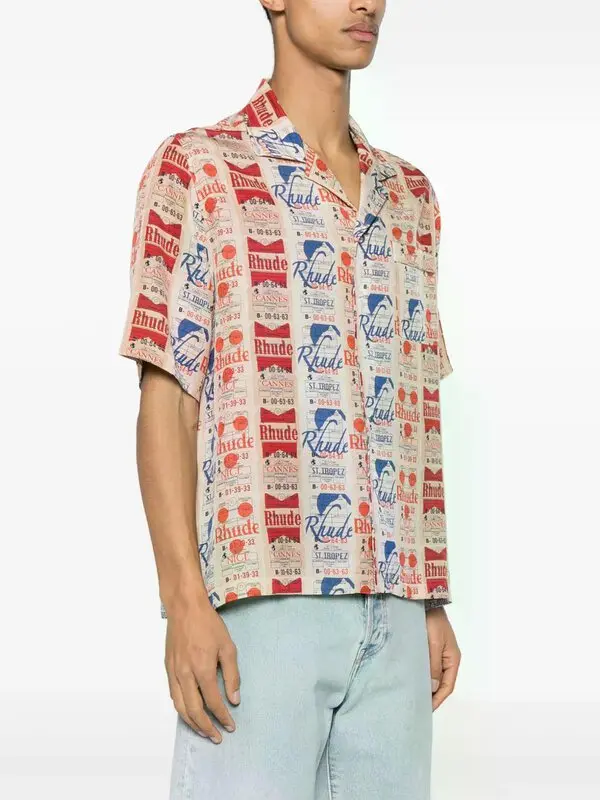 Rhude Voyage De Silk Shirt - Neutrals