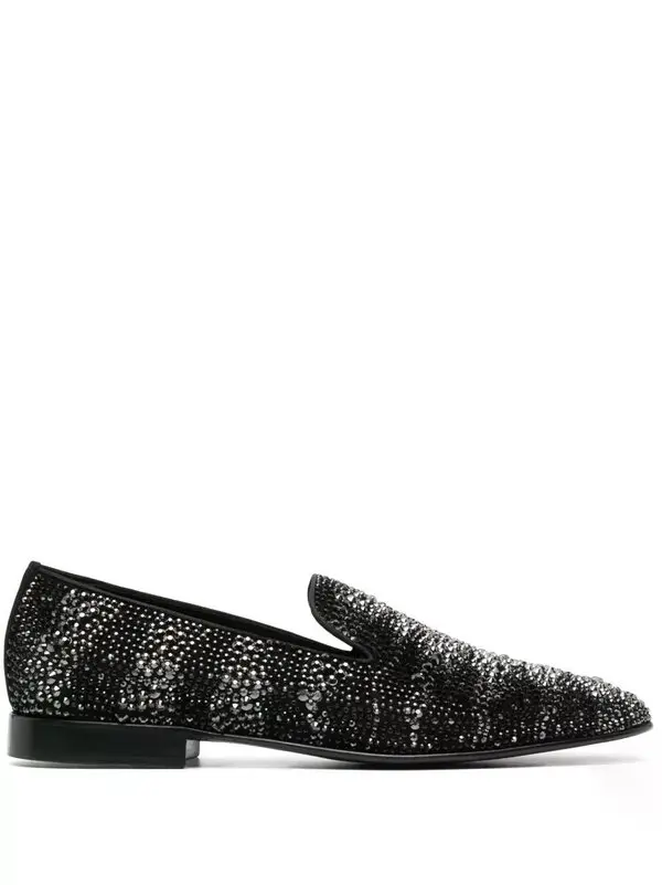 Roberto Cavalli Crystal-embellished Leather Loafers