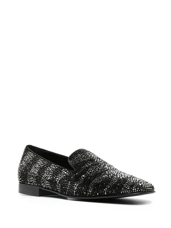 Roberto Cavalli Crystal-embellished Leather Loafers