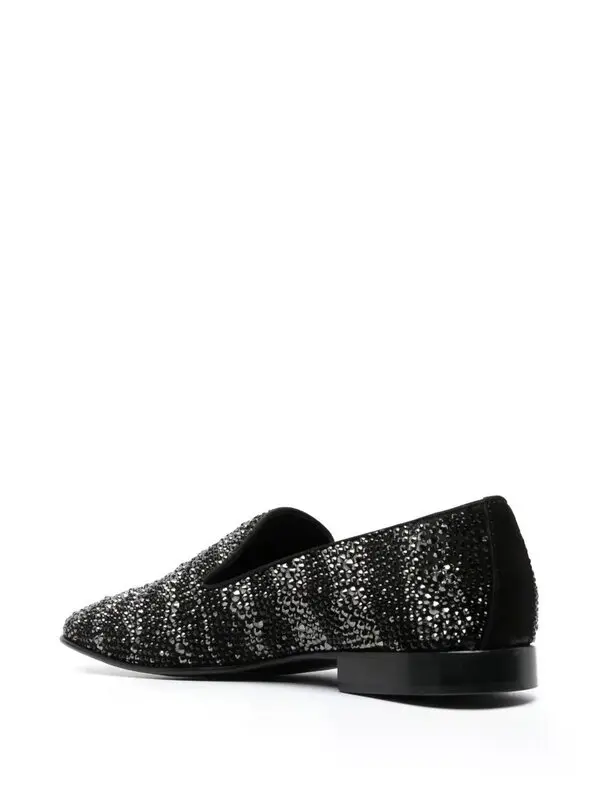 Roberto Cavalli Crystal-embellished Leather Loafers