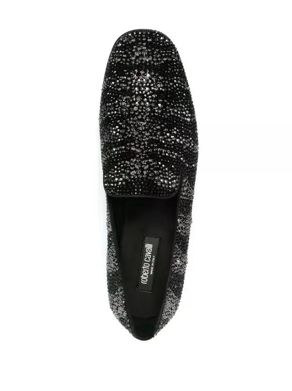 Roberto Cavalli Crystal-embellished Leather Loafers